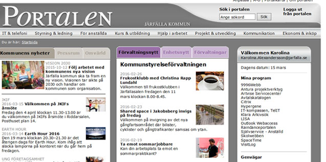 Järfälla kommun – Före och efter mätning av intranätet. – Web Service Award